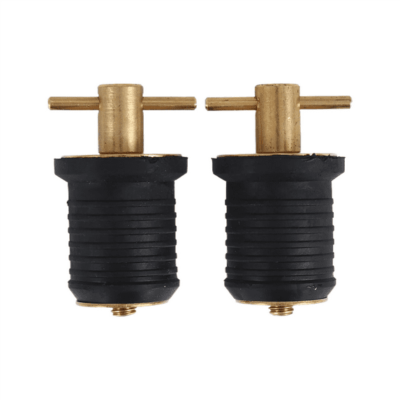 2 Pcs T-Handle Drain Plug Twist-Turn Marine Boat Plugs Rubber with Brass Handle Accessories ...
