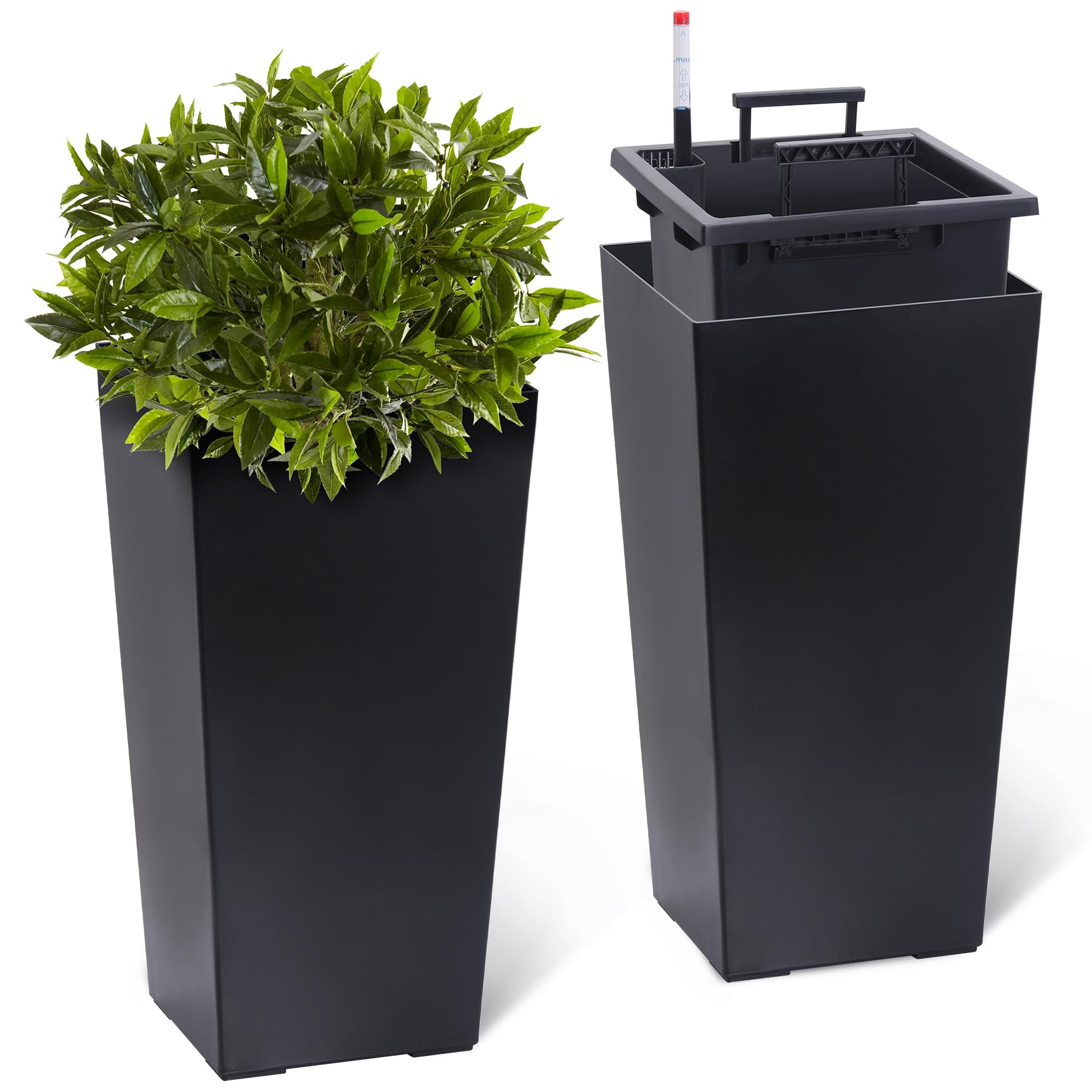 2 Pcs Tall Planters 23",Large Planters for Indoor Outdoor Plants with ...