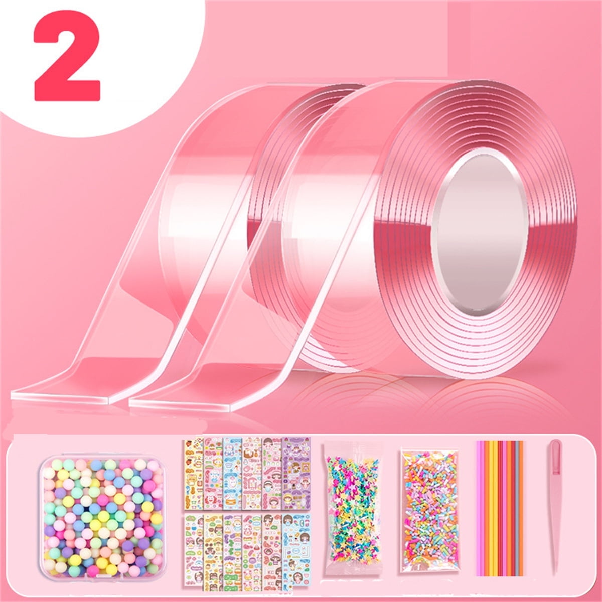2 Pcs Tape Bubbles Kit,Nano Tape Blowing Bubbles Straws with DIY Sequin ...