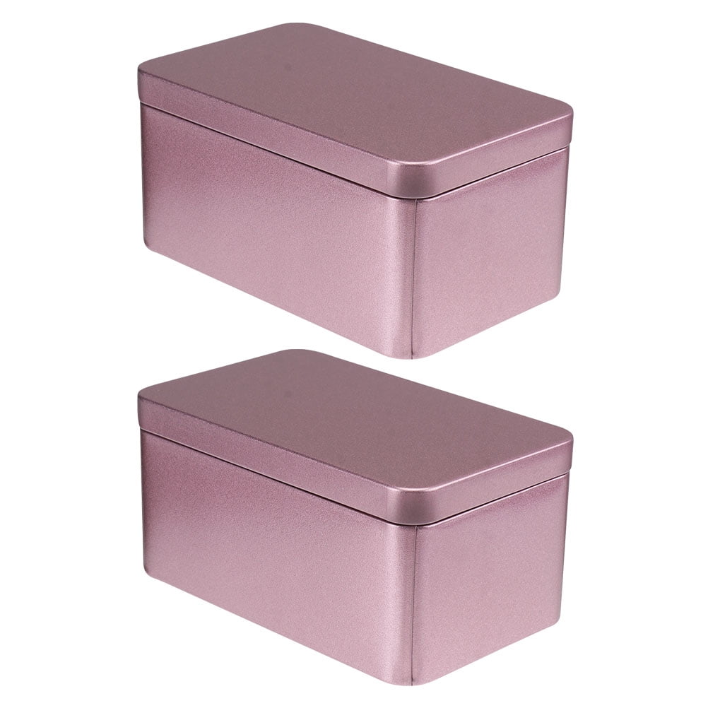 2 Pcs Tea Storage Box Tin Containers for Food Loose Leaf Rectangular Tins Sundries Tinplate Case ...