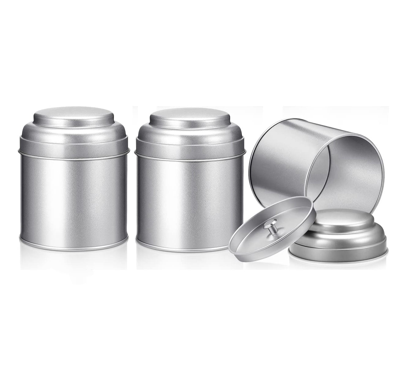 2 Pcs Tea Tin Canister with Airtight Double Lids 8 oz Round Tin Can Box ...