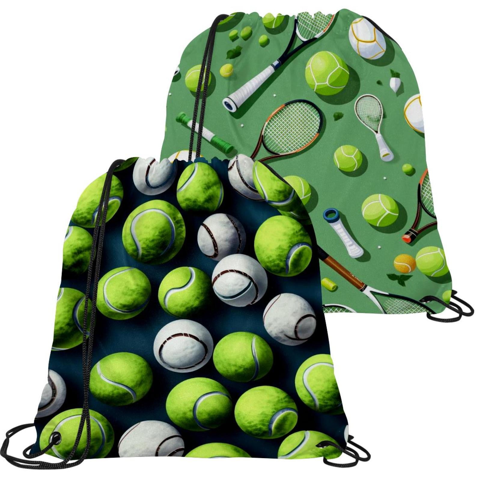 2 Pcs Tennis Ball Drawstring Backpack Sports Gym Sack pack String Bag ...