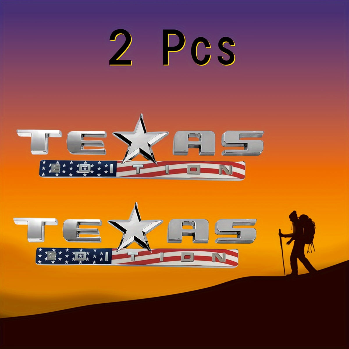 2 Pcs Texas Edition Emblem Decal Sticker Universal Fit Compatible With ...