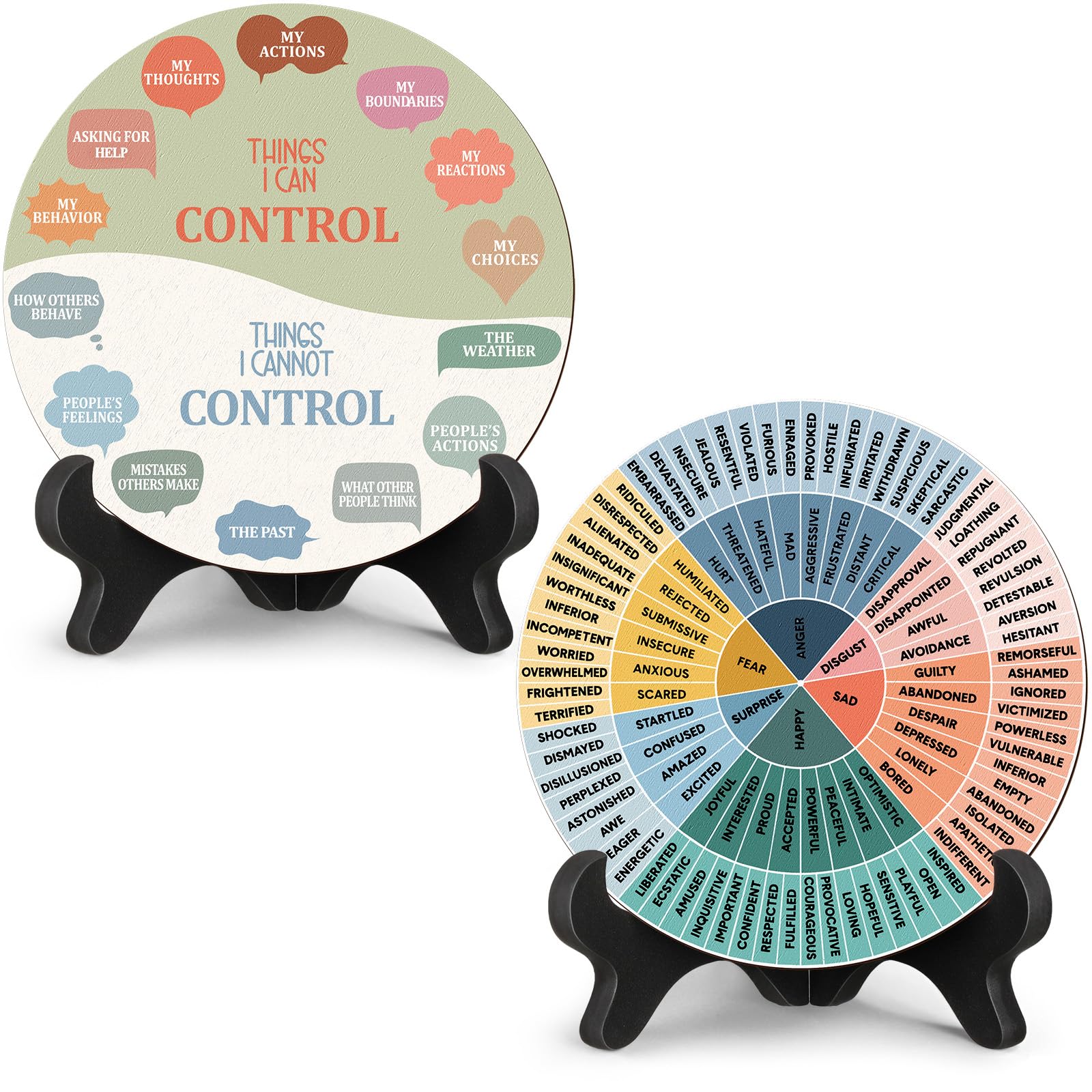 2 Pcs Things I Can Control Therapy Office Desk Decor Feelings Wheel ...