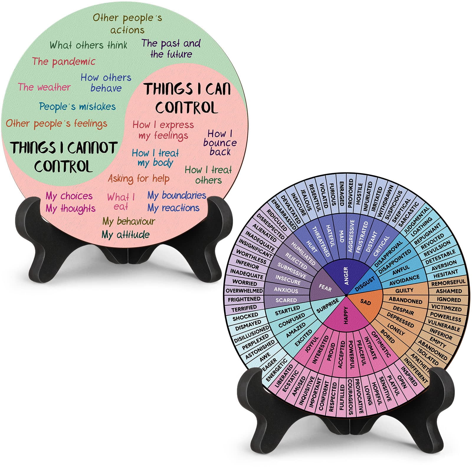 2 Pcs Things I Can Control Therapy Office Desk Decor Feelings Wheel ...