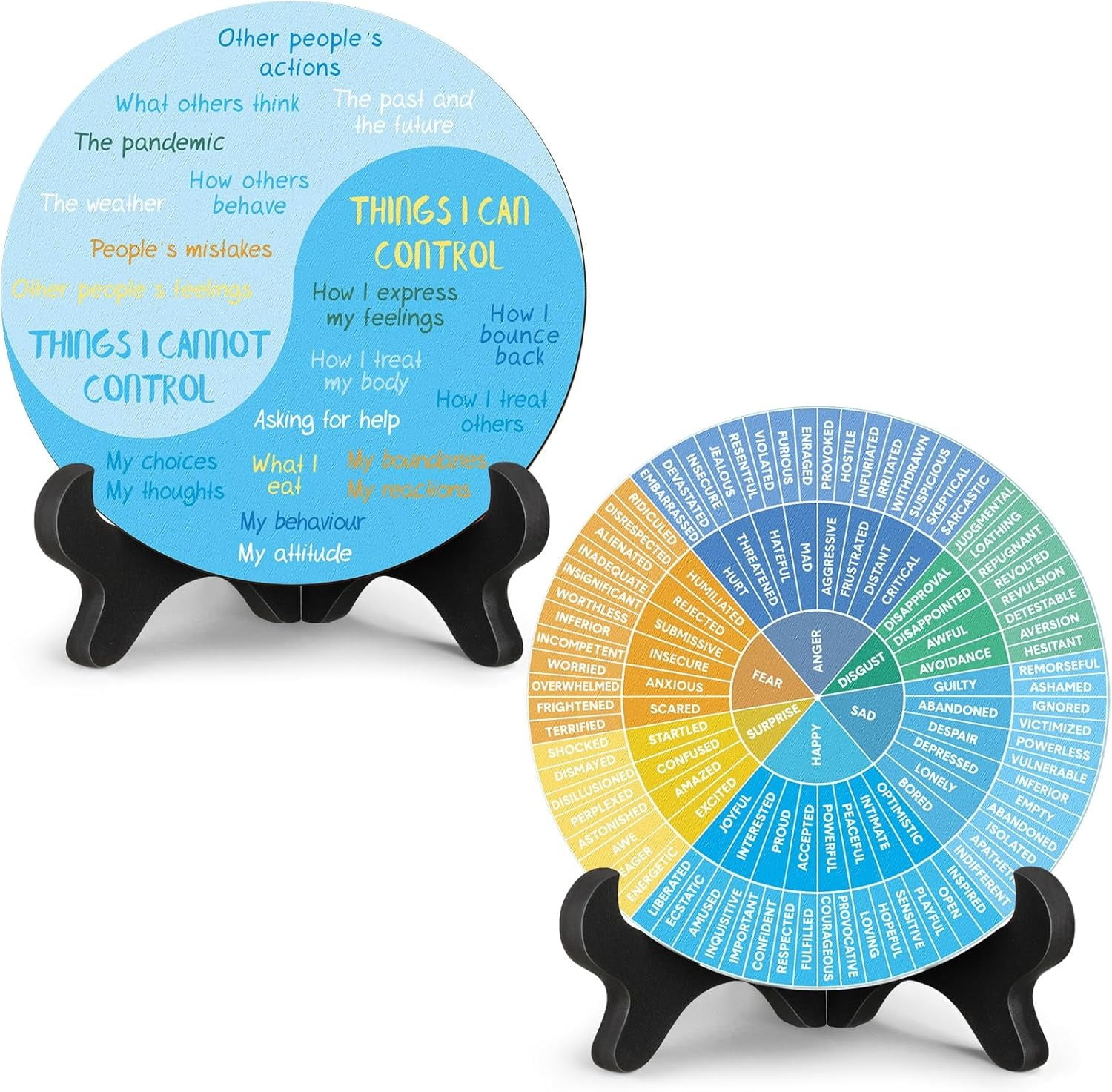 2 Pcs Things I Can Control Therapy Office Desk Decor Feelings Wheel ...