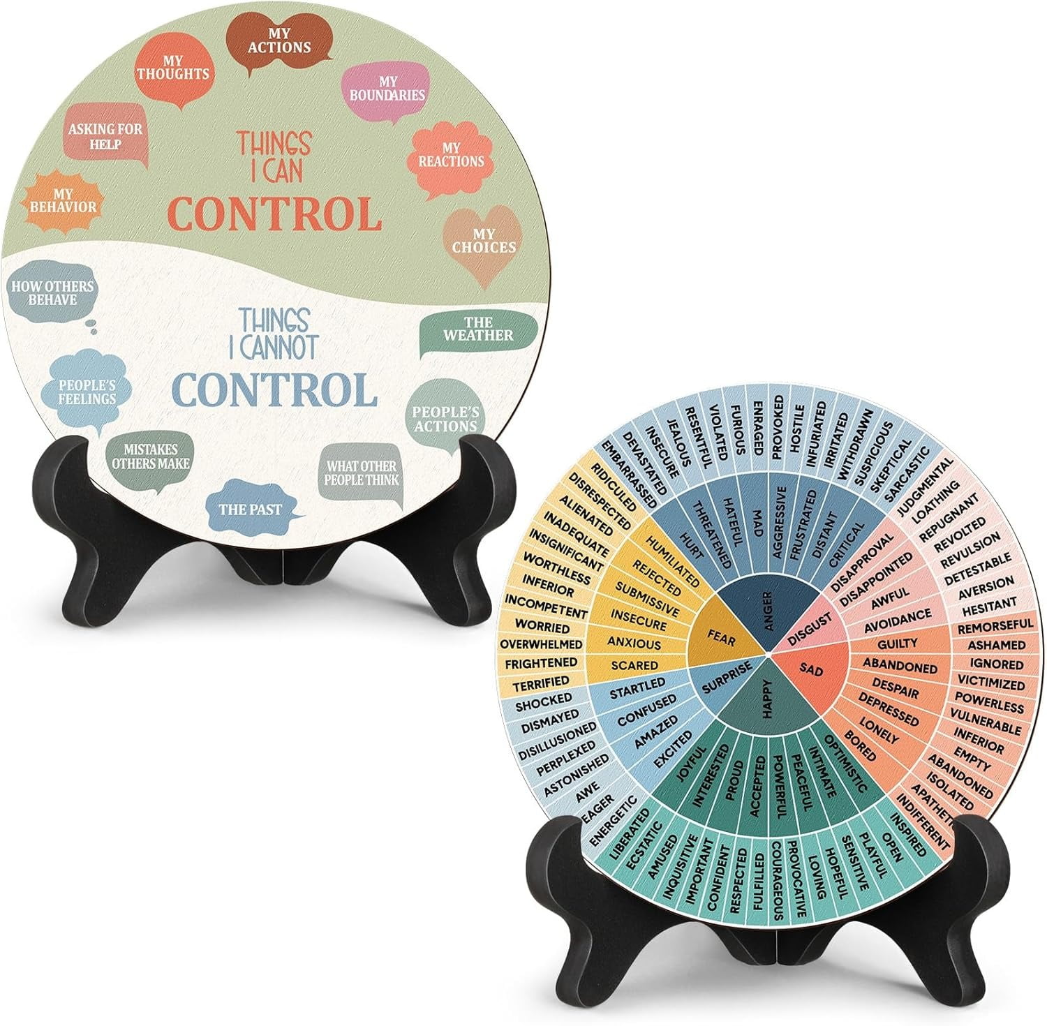 2 Pcs Things I Can Control Therapy Office Desk Decor Feelings Wheel ...