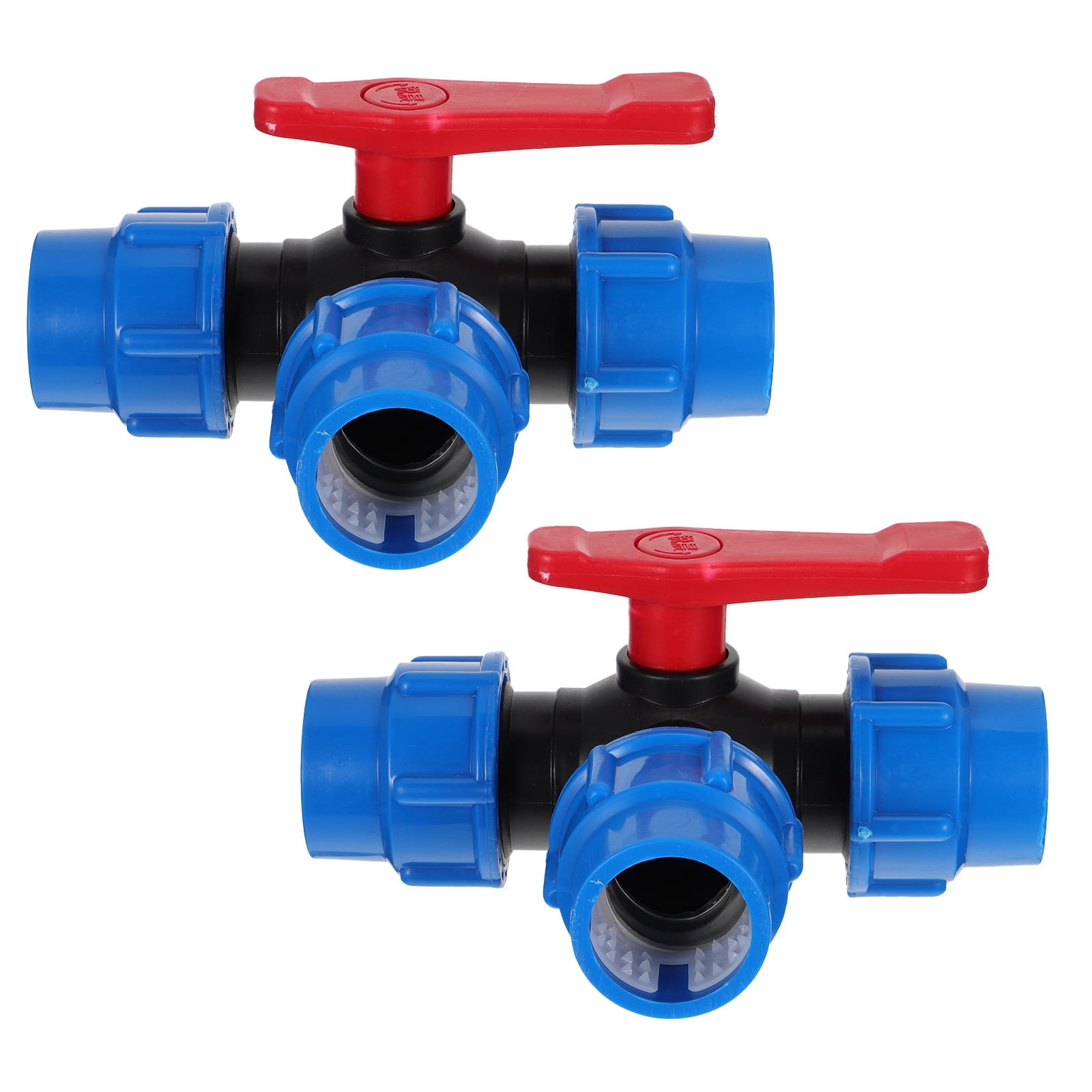 2 Pcs Three Way Ball Valve Hose Pipe Tee Coupler Irrigation Tubes ...