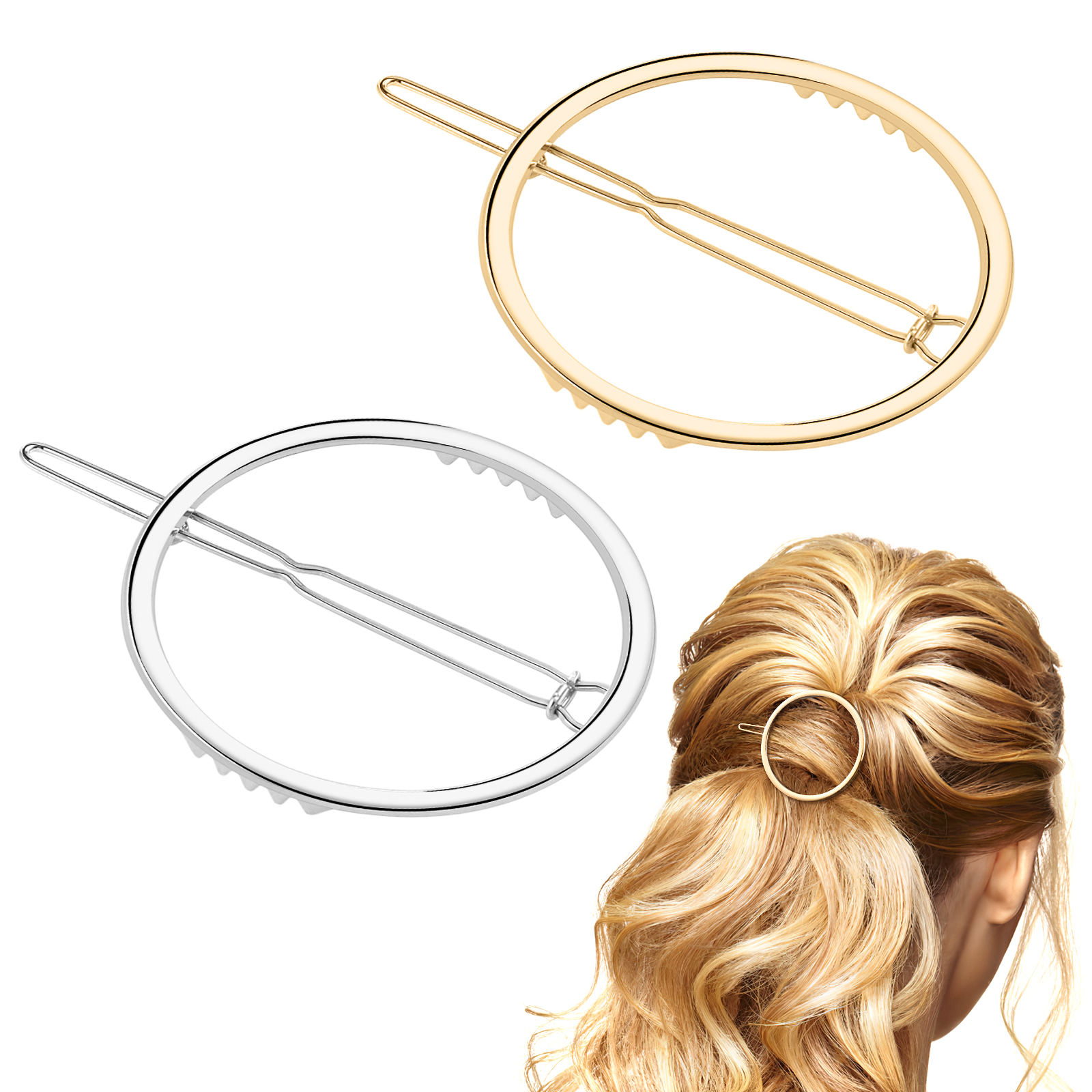 2 Pcs Tiara Round Ponytail Hairpin Hair Pin Metal Hair Barrettes Simple ...