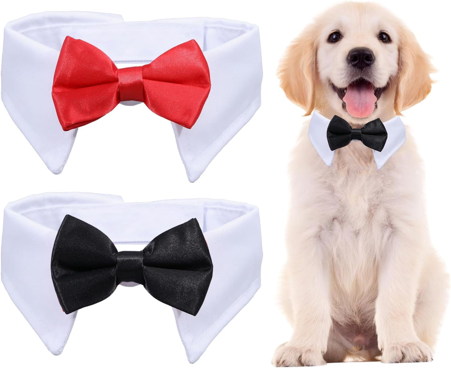 2 Pcs Tie Dog Cat Collar Tuxedo Bowtie Classic Pet Neck Tie Adjustable ...