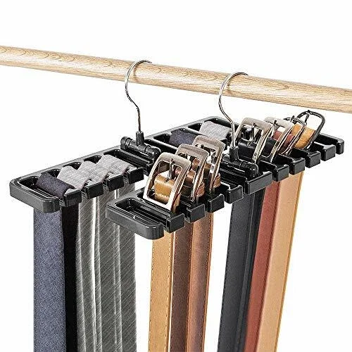 2 Pcs Tie Rack Hanger Belt Holder Hook Closet Organizer Storage ...