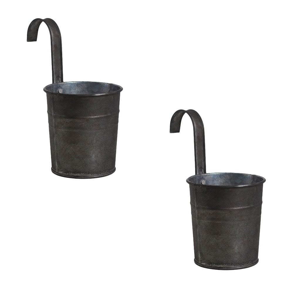 2 Pcs Tin Flower Bucket Indoor Plants Hanger Wall Planters for Outdoor ...