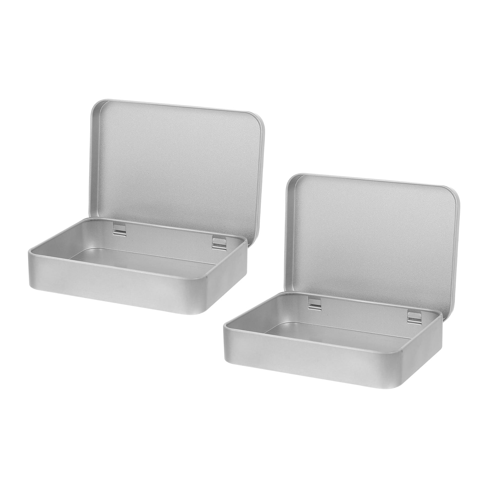 Silver Tinplate Hinged Cover Boxes for Storage Small Containers with ...