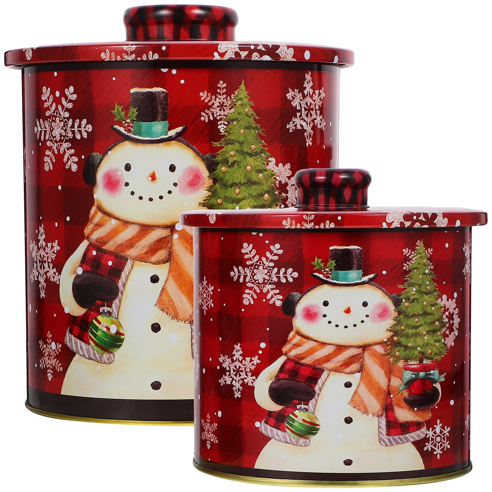 2 Pcs Tinplate Candy Jar Christmas Cookie Tins Sugar Case Kitchen ...