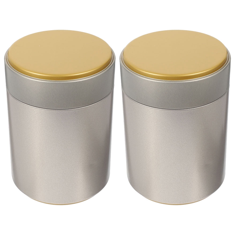 2 Pcs Tinplate Tea Food Containers with Lids Cookie Jars Metal Canister ...