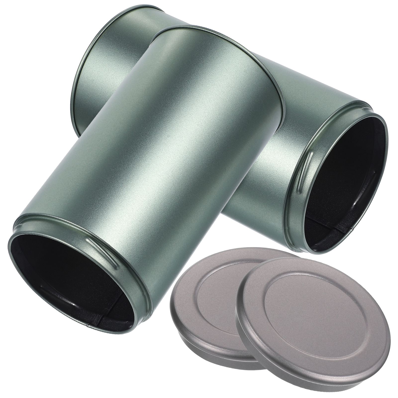 2 Pcs Tinplate Tea Metal Container with Lid Tea Bag Storage Jars Sugar ...