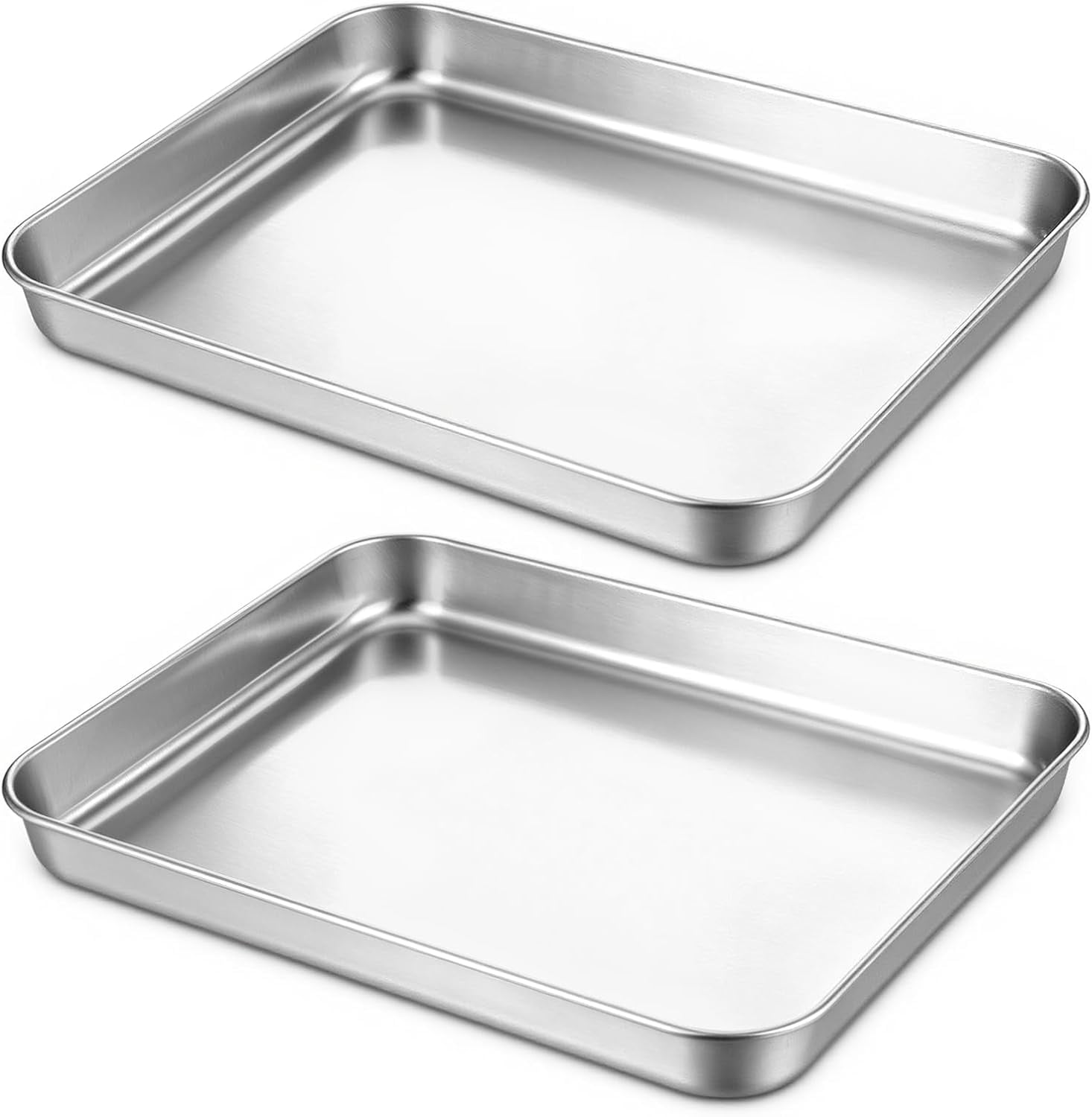 2 Pcs Toaster Oven Pans for Baking, 10 x 8 x 1 Inch Stainless Steel ...