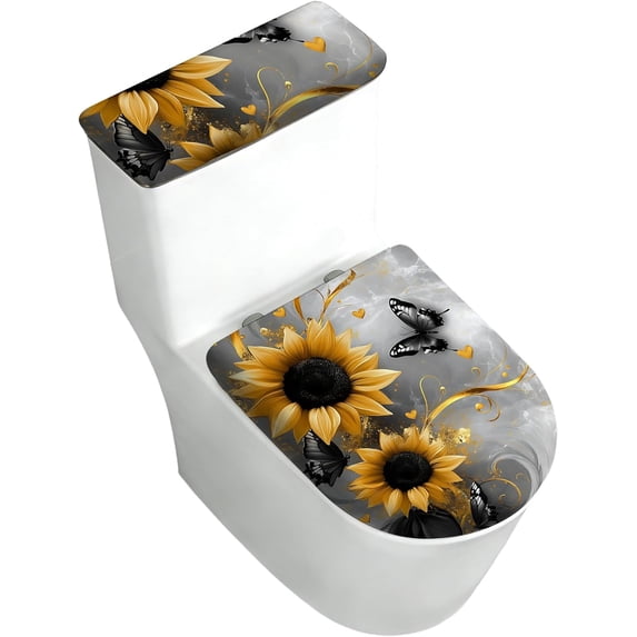 2 Pcs Toilet Lid Cover and Tank Set Soft Stretchable Bathroom Covers ...