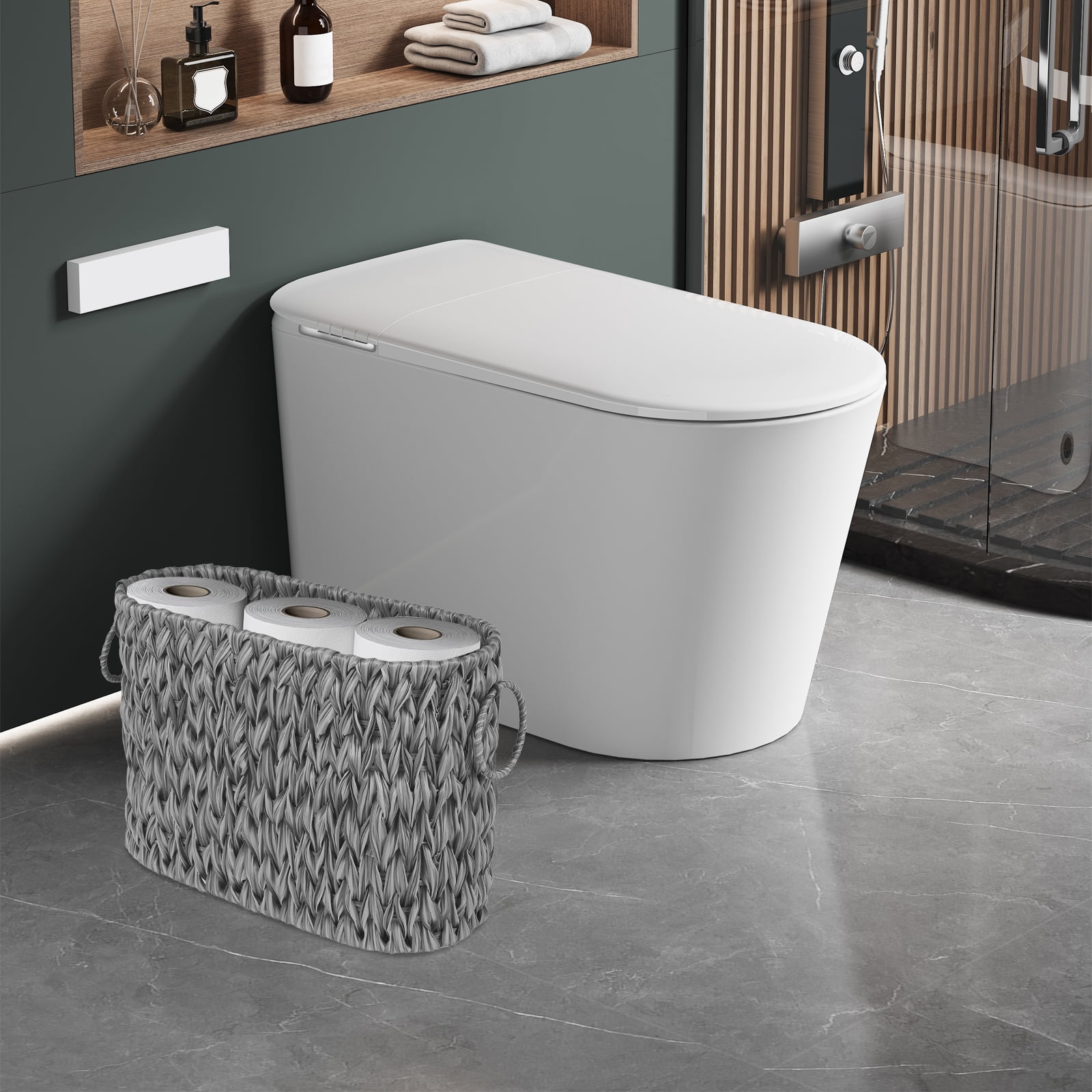 2 Pcs Toilet Paper Storage,Water Hyacinth Toilet Paper Baskets Bathroom ...
