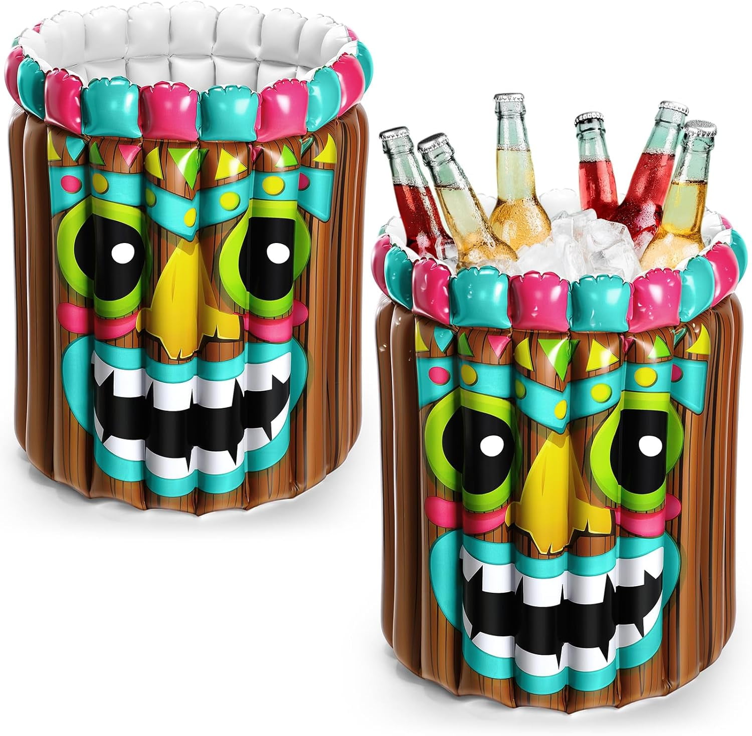 2 Pcs Totem Tiki Inflatable Cooler 25 x 20 Inch Hawaiian Luau Drink ...