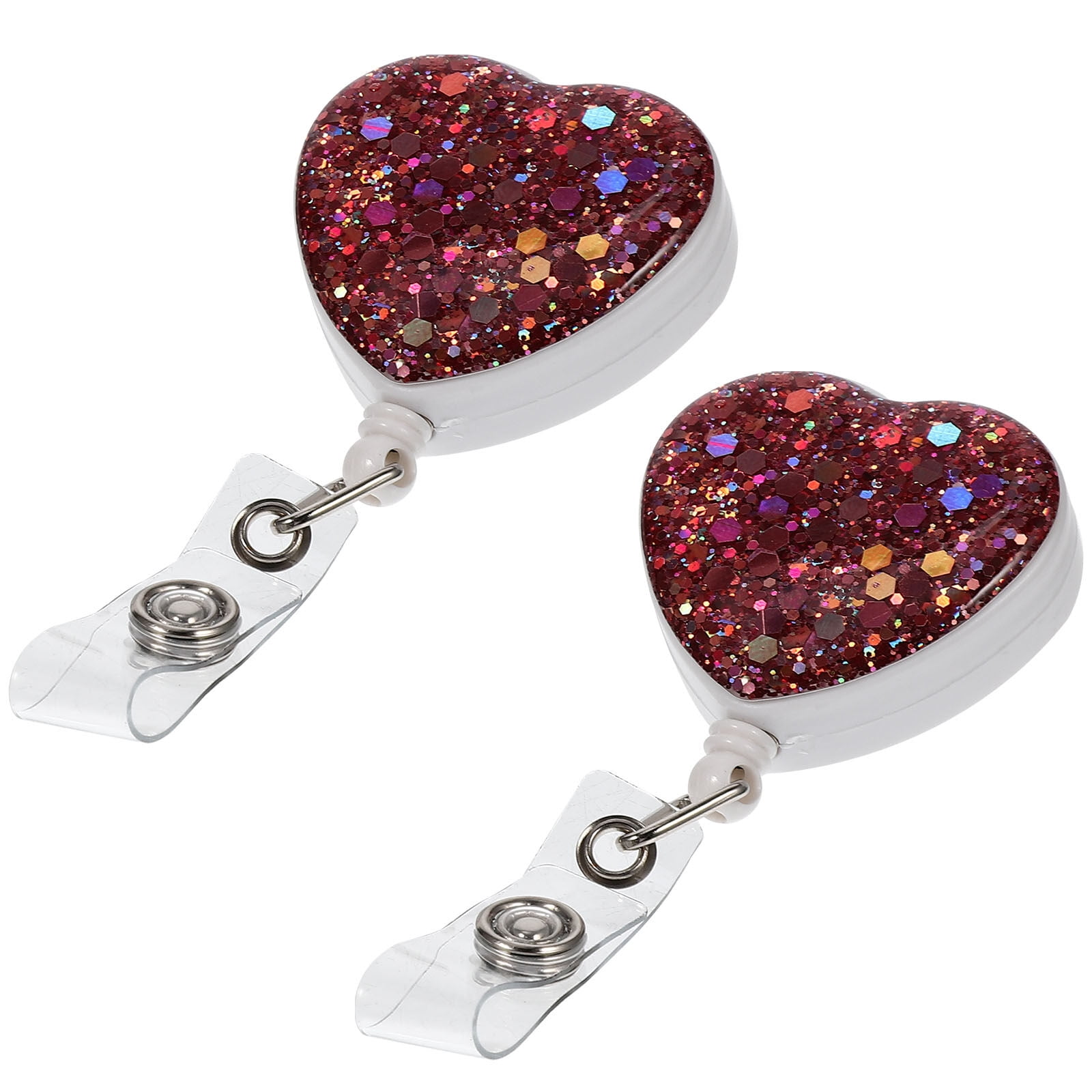 2 Pcs Toy Badge Scroll Heart-shaped Holder Retractable Clips - Walmart.com