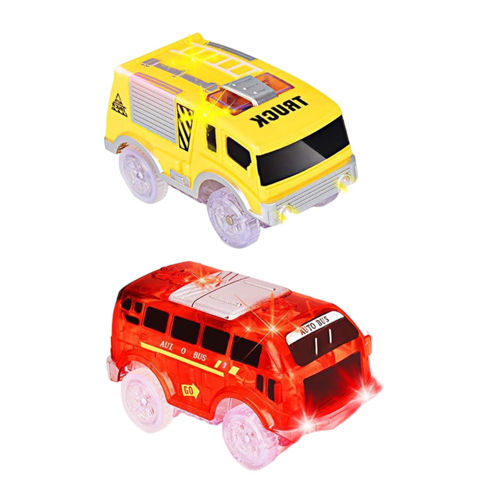2 Pcs Track Car Toys Glowing LED Car Toy Electric Car Toy Plastic Car ...