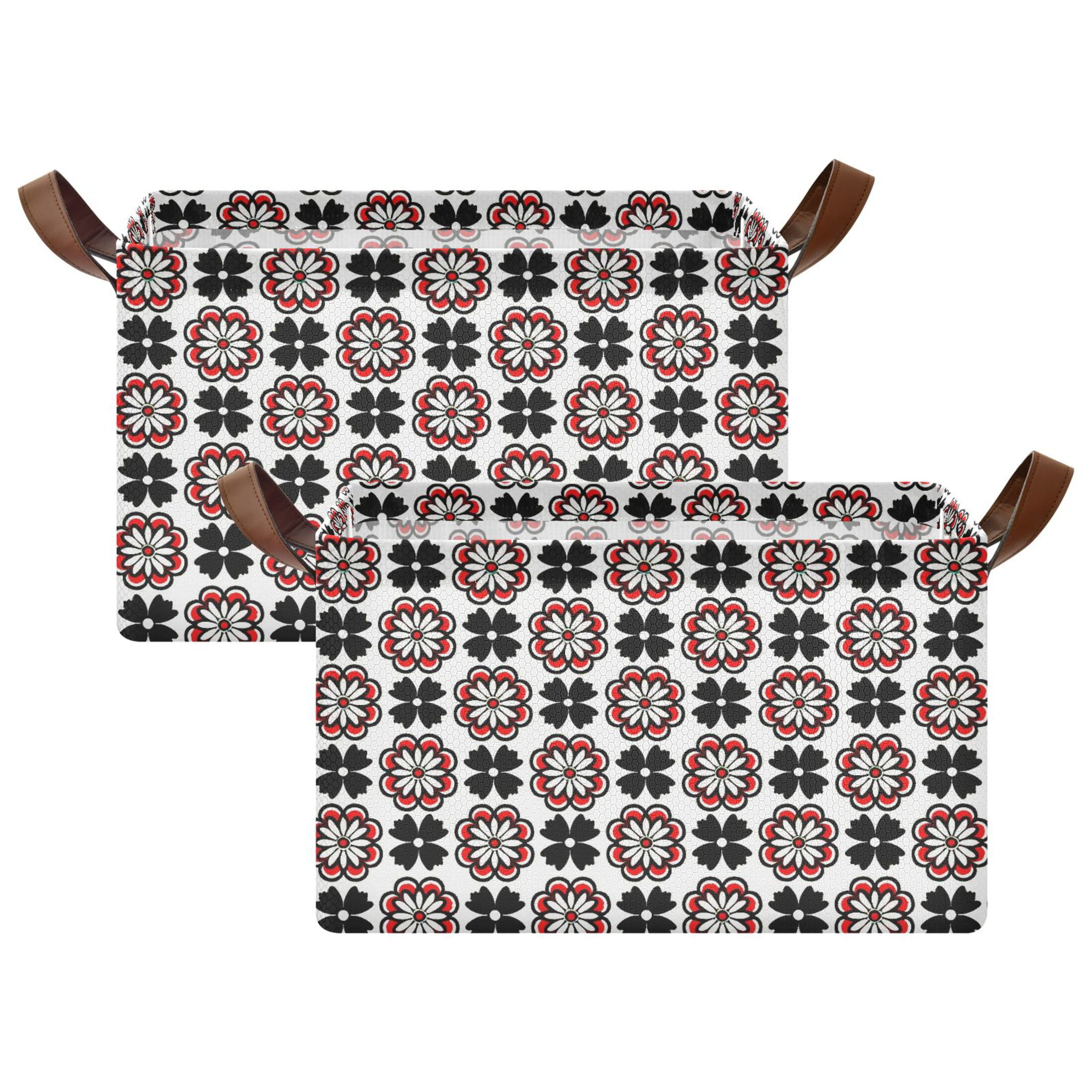 2 Pcs Traditional Japanese Flowers Collapsible Storage Bins Fabric ...