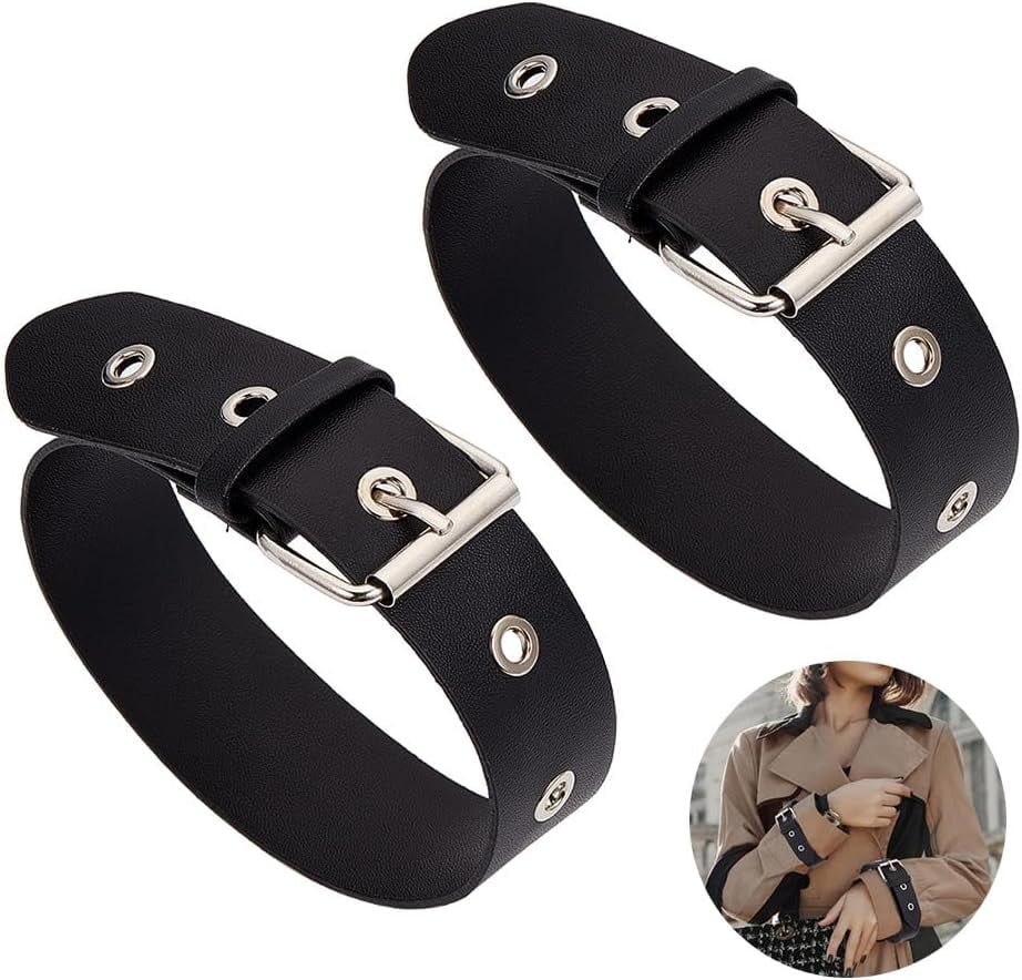 2 Pcs Traditional Kilt Extender Straps PU Leather Cuff Belt Buckles 15 ...