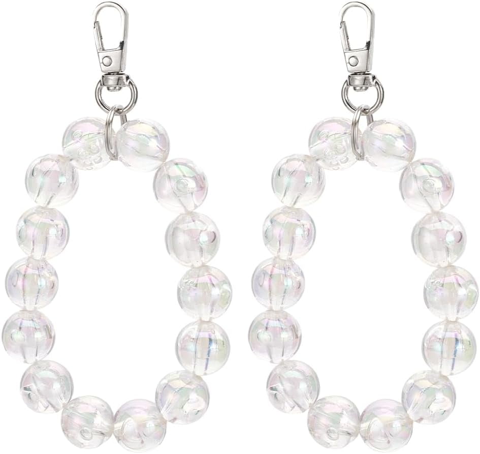 2 Pcs Transparent Bead Wristlet Keychain Acrylic Beaded Hand Chain Link ...