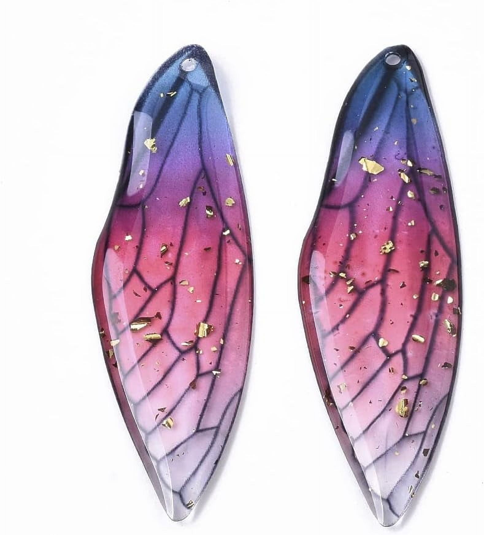 2 Pcs Transparent Epoxy Resin Insects Wing Pendants Pendants Accessory ...