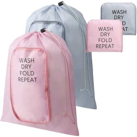 2 Pcs Travel Laundry Bag Washable Dirty Clothes Bag with Drawstring and ...