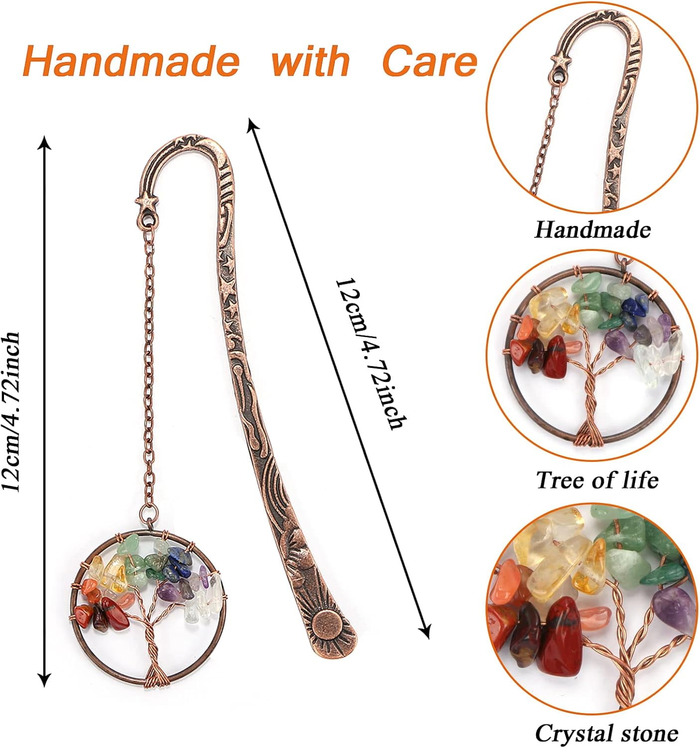 2 Pcs Tree of Life Bookmark Metal Religious Bronze Star Sun Moon ...
