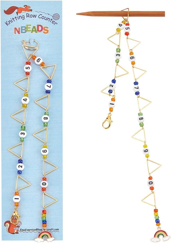 2 Pcs Triangle Ring Knitting Row Counter Chains, Alloy Enamel Rainbow ...