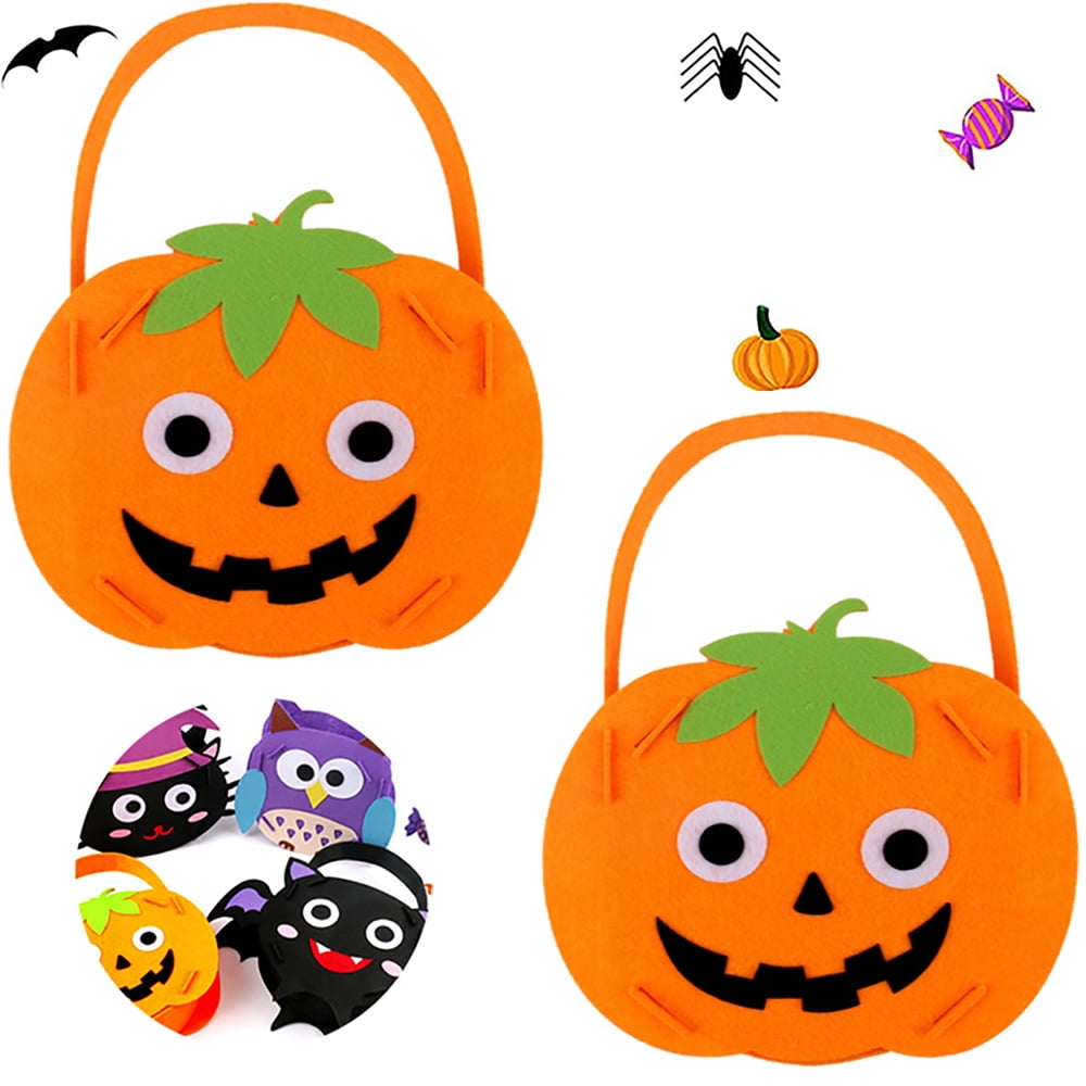 2 Pcs Trick or Treat Bags Halloween Candy Buckets DIY Non-woven Goody ...