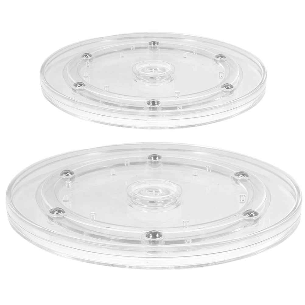 2 Pcs Clear Plastic Turntable Kitchen Organizer Small Plate Display ...