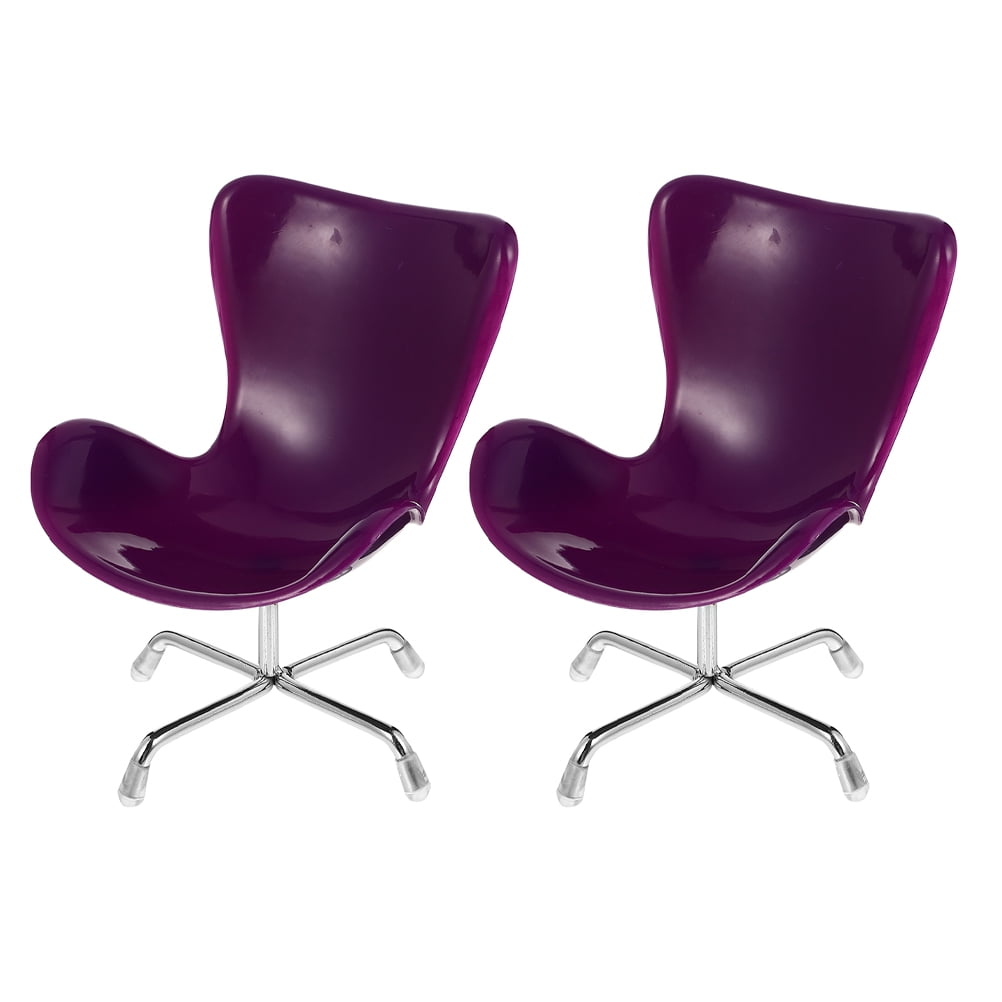 2 Pcs Twerking Toys Childrens Chair Egg Armchair Miniature House Purple ...