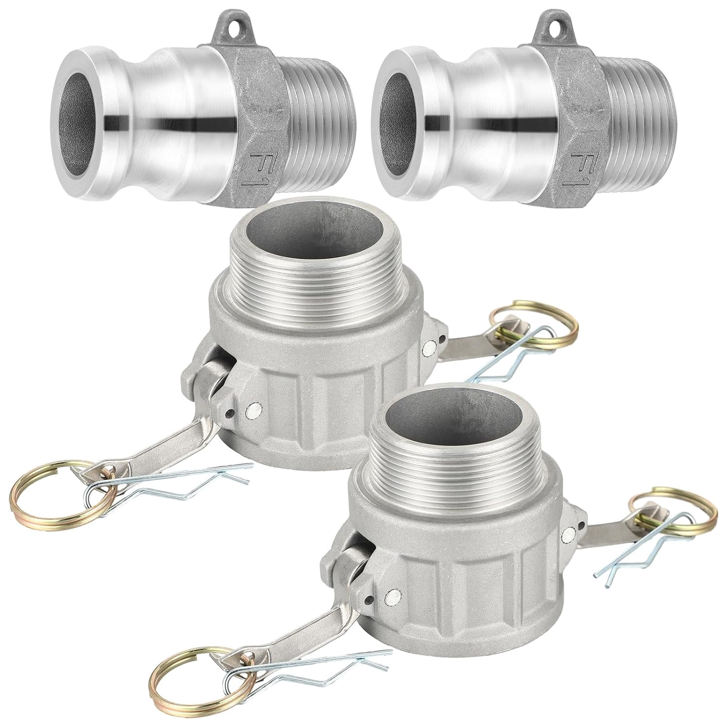 2 Pcs Type B Npt Global Cam Groove Hose Fitting and 2 Pcs Type F Npt ...