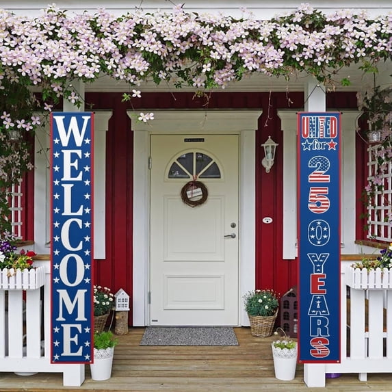 2 Pcs USA 250th Anniversary Door Flag Set, Patriotic 1776-2026 Porch ...