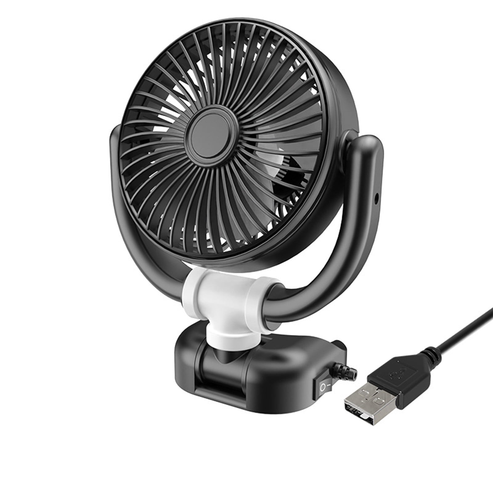 2 Pcs USB Car Mount Fan 3-Speed Adjustable 360° Rotation Strong Wind ...