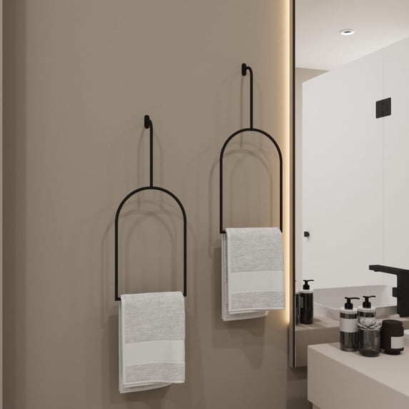 2- Pcs Unique Vertical Towel Rack Wall Mounted for Bathroom, Metal Semi ...
