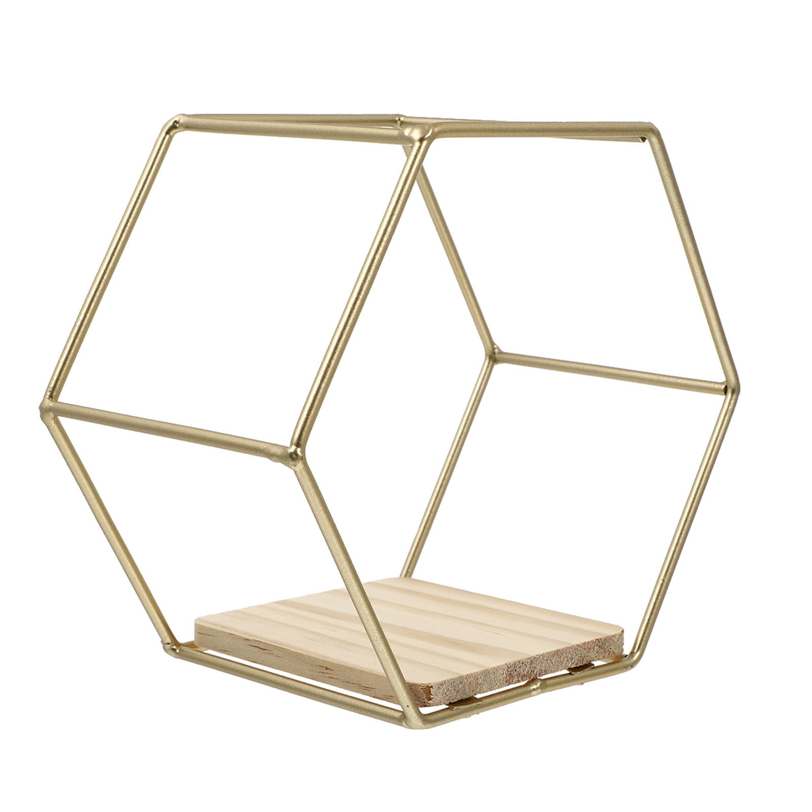 2 Pcs Unit Hexagonal Rack Wall Storage Rack 17X14.5CM Golden - Walmart.com