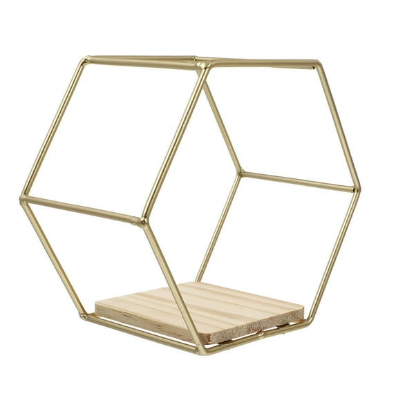 2 Pcs Unit Hexagonal Rack Wall Storage Rack 17X14.5CM Golden - Walmart.com