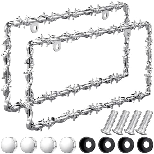 2 Pcs Universal License Plate Frame Plastic Barbed Wire Coconut Design ...