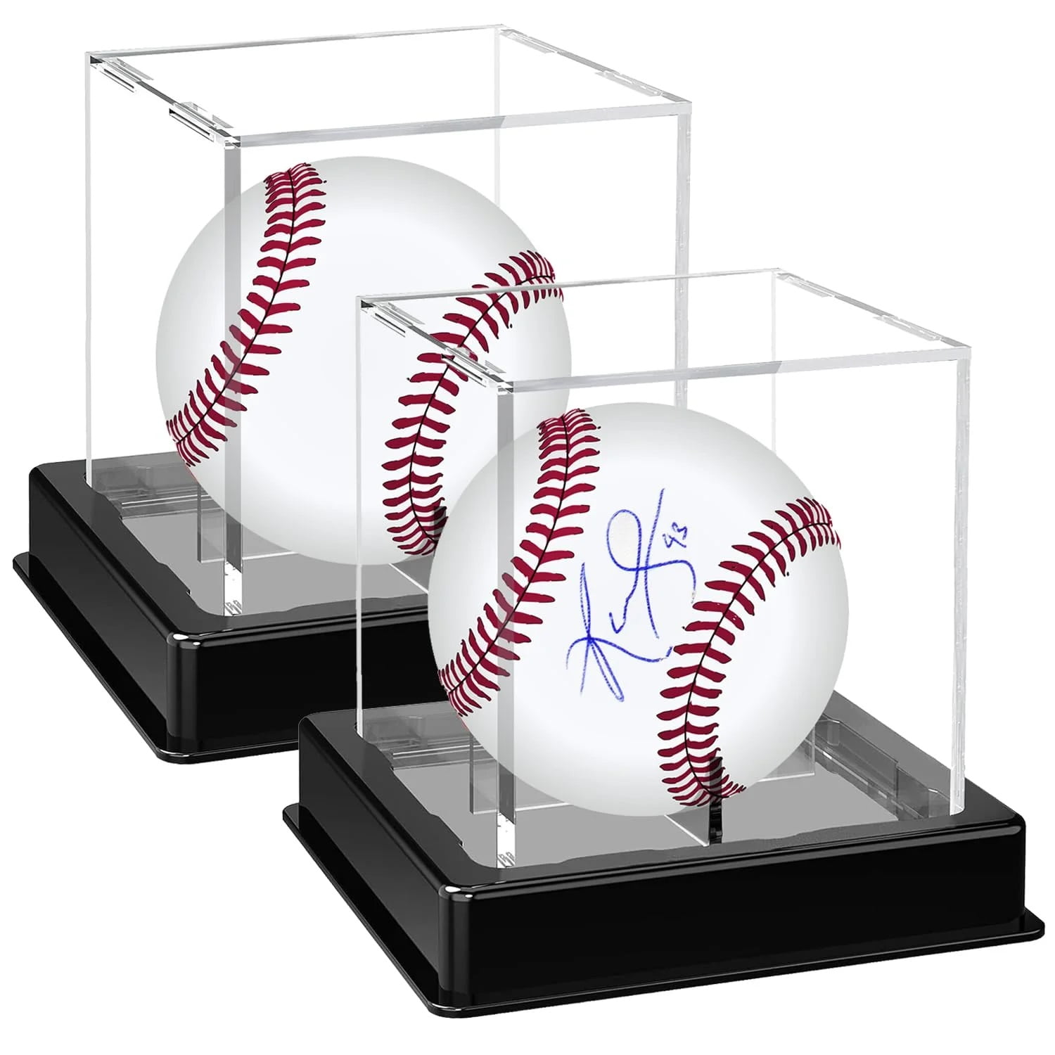 2 Pcs Upgraded Baseball Display Case, With Black Base Baseball Holder ...