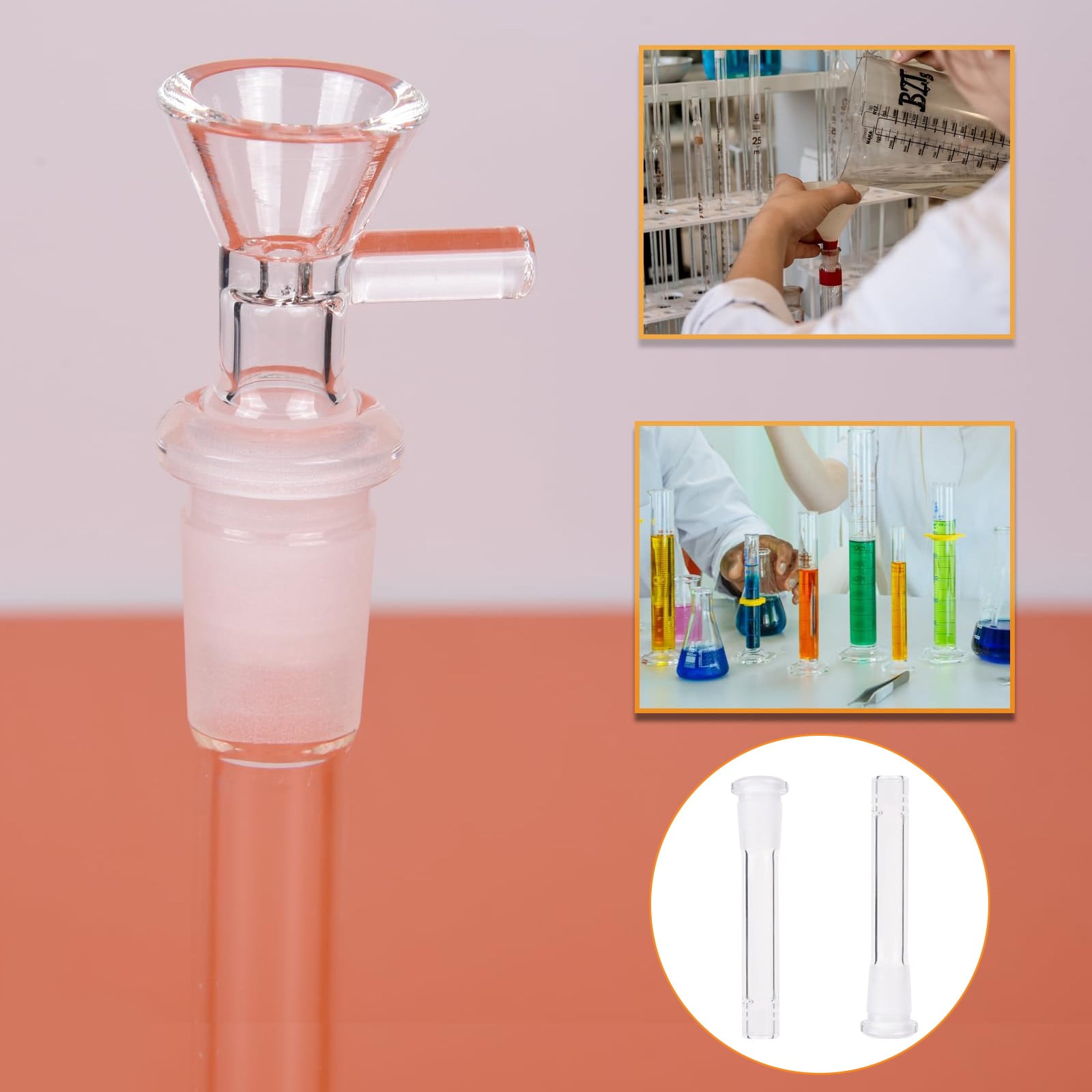 2 Pcs Upgraded Scientific Glass Tube Clear Test Tube Down Stem for ...