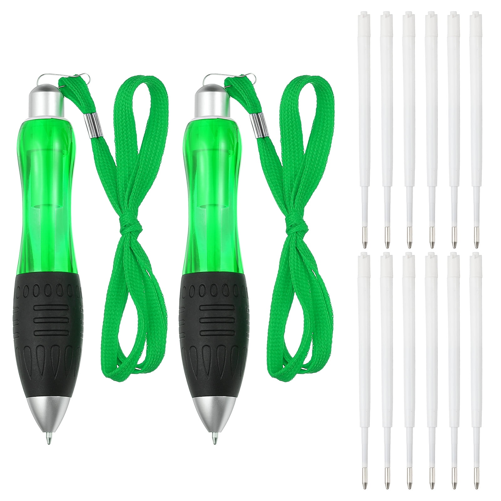 2 Pcs Uxcell Big Fat Pens, Green Heavy Weighted Ballpoint Pen ...
