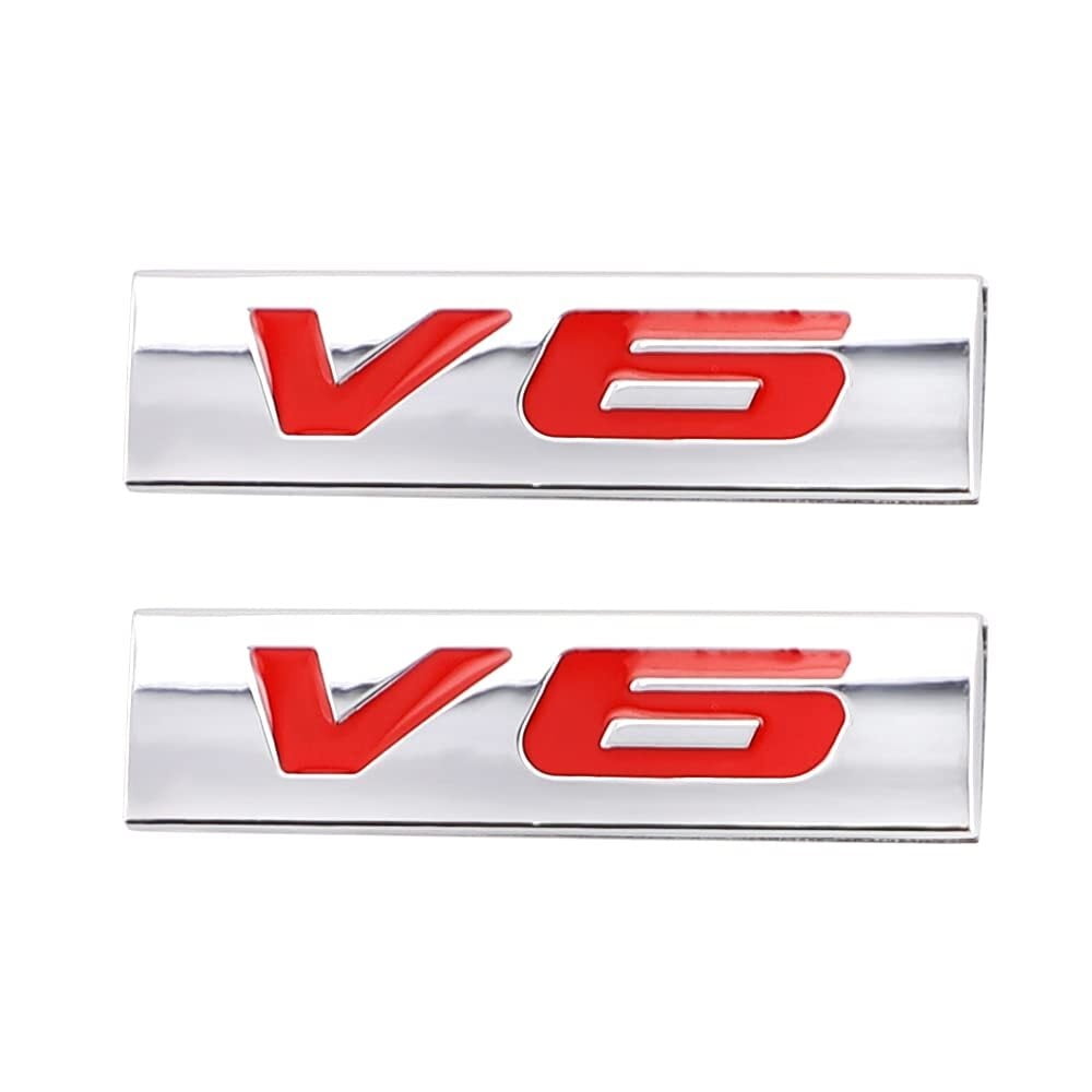 2 Pcs V6 Emblem 3D Metal Nameplate Badge Decal Car Side Rear Front ...