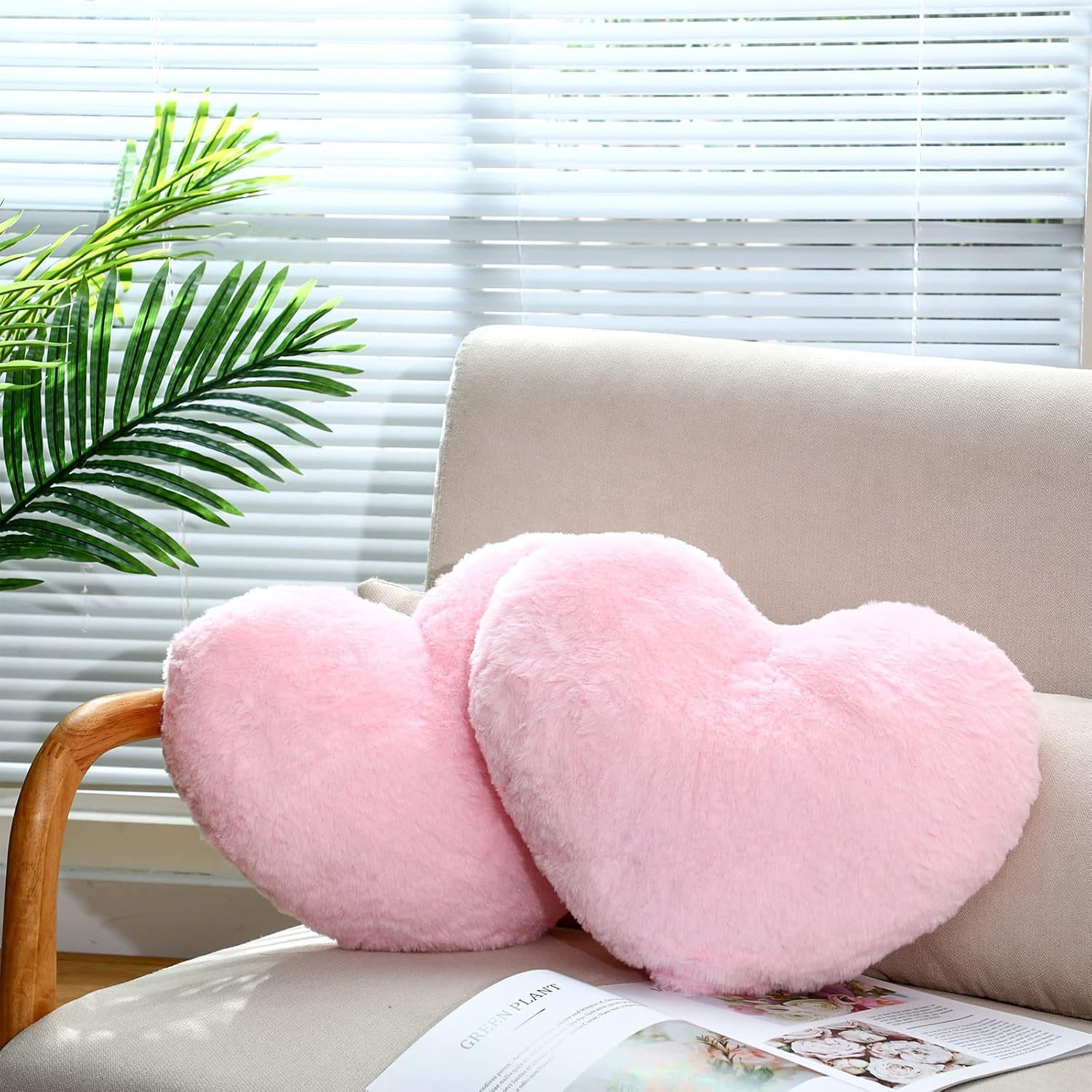 2 Pcs Valentine's Day Heart Throw Pillow Plush Heart Shaped Decorative ...