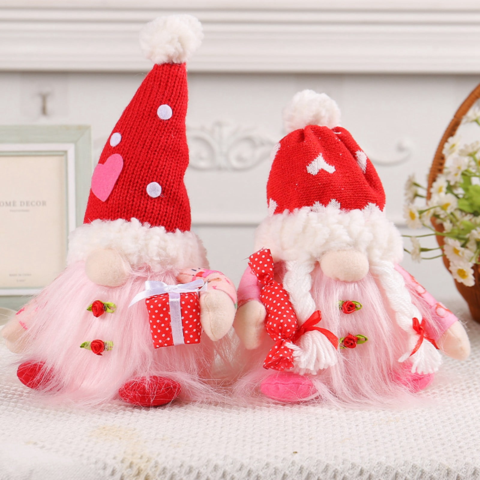 2 Pcs Valentines Day Gnome Plush Doll Decorations Valentine's Day Love ...