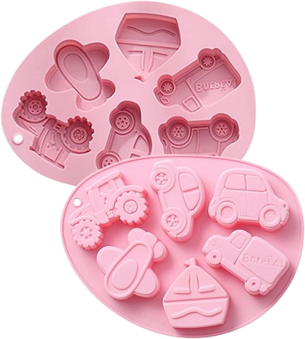 2 Pcs Vehicles Silicone Molds Fondant Candy Mold For Cake Decorating ...
